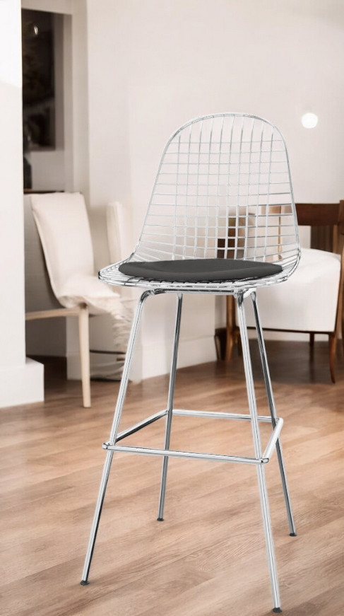 Eames Wire Bar Stool Barhocker High mit Sitzpolster Vitra | VITRA 41227500