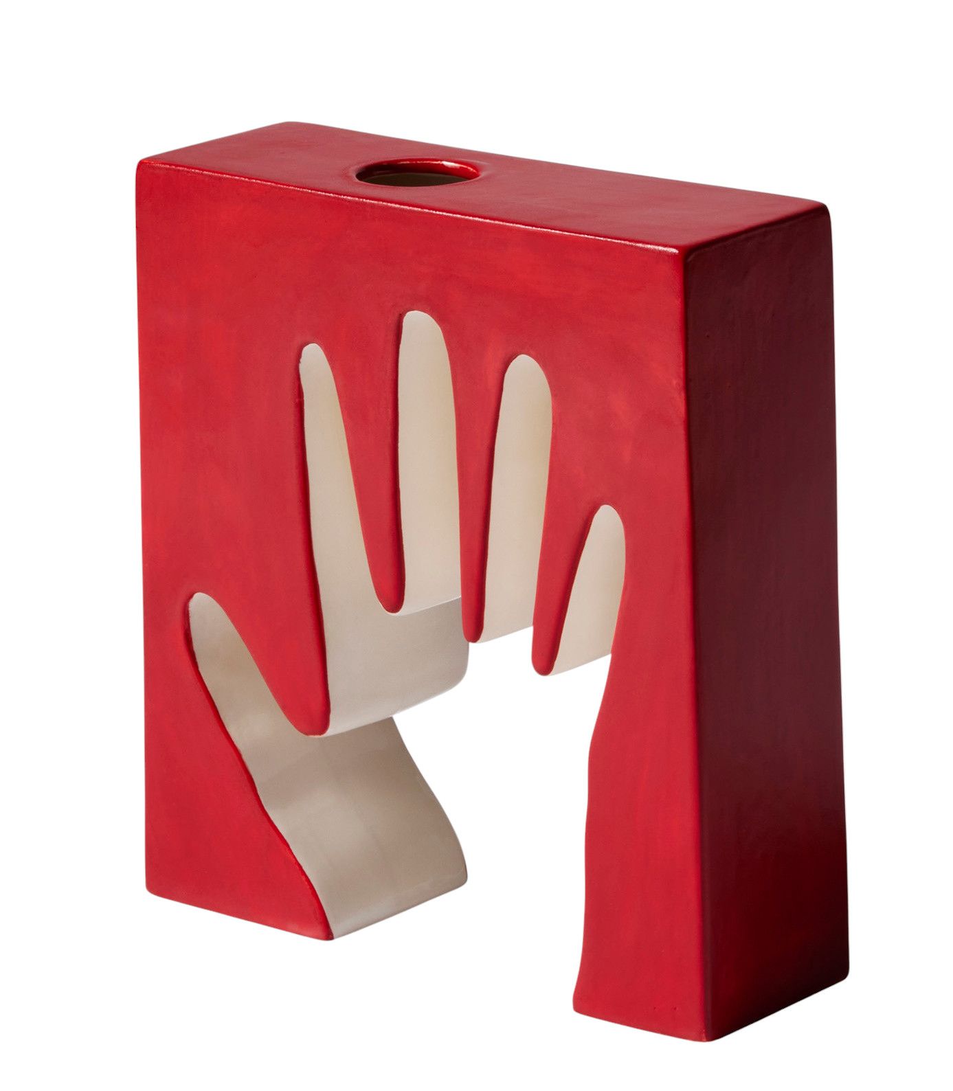 Impronta Mano Keramikvase Cassina Rot/Weiß | Rot/Weiß | CASSINA 874 01